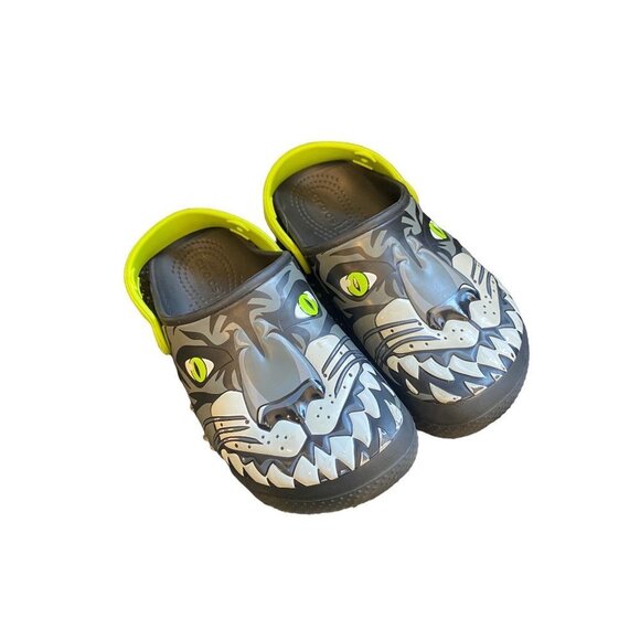 CROCS | Shoes | Crocs Black Graphite Tiger Fun Lab Clogs Slip On Youth ...